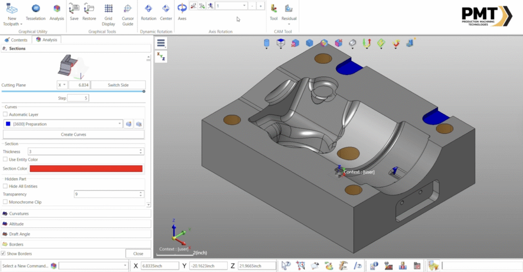 Using the Sections Tool in WORKNC Analysis
